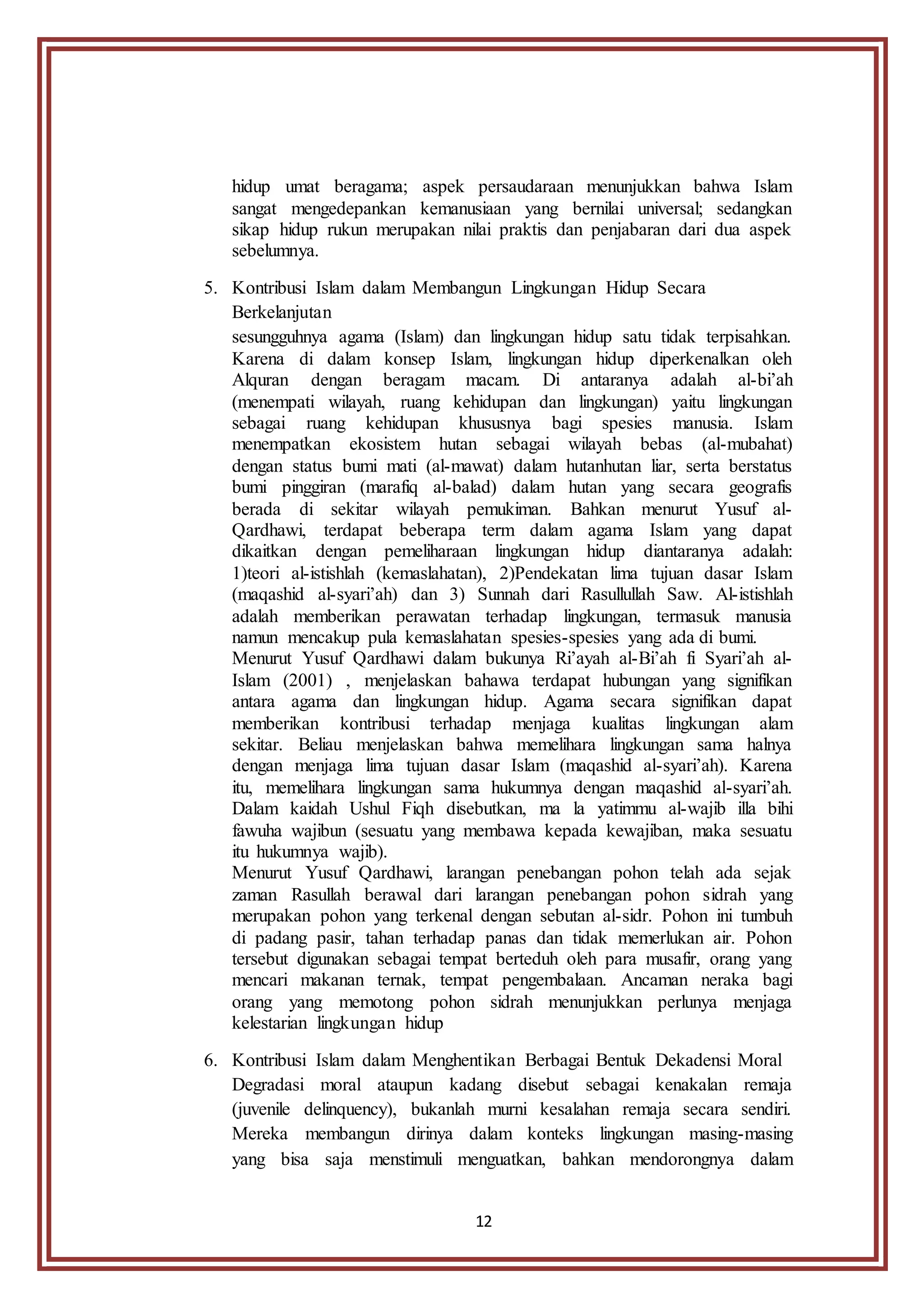 Kontribusi islam dalam pengembangan peradaban dunia | DOCX