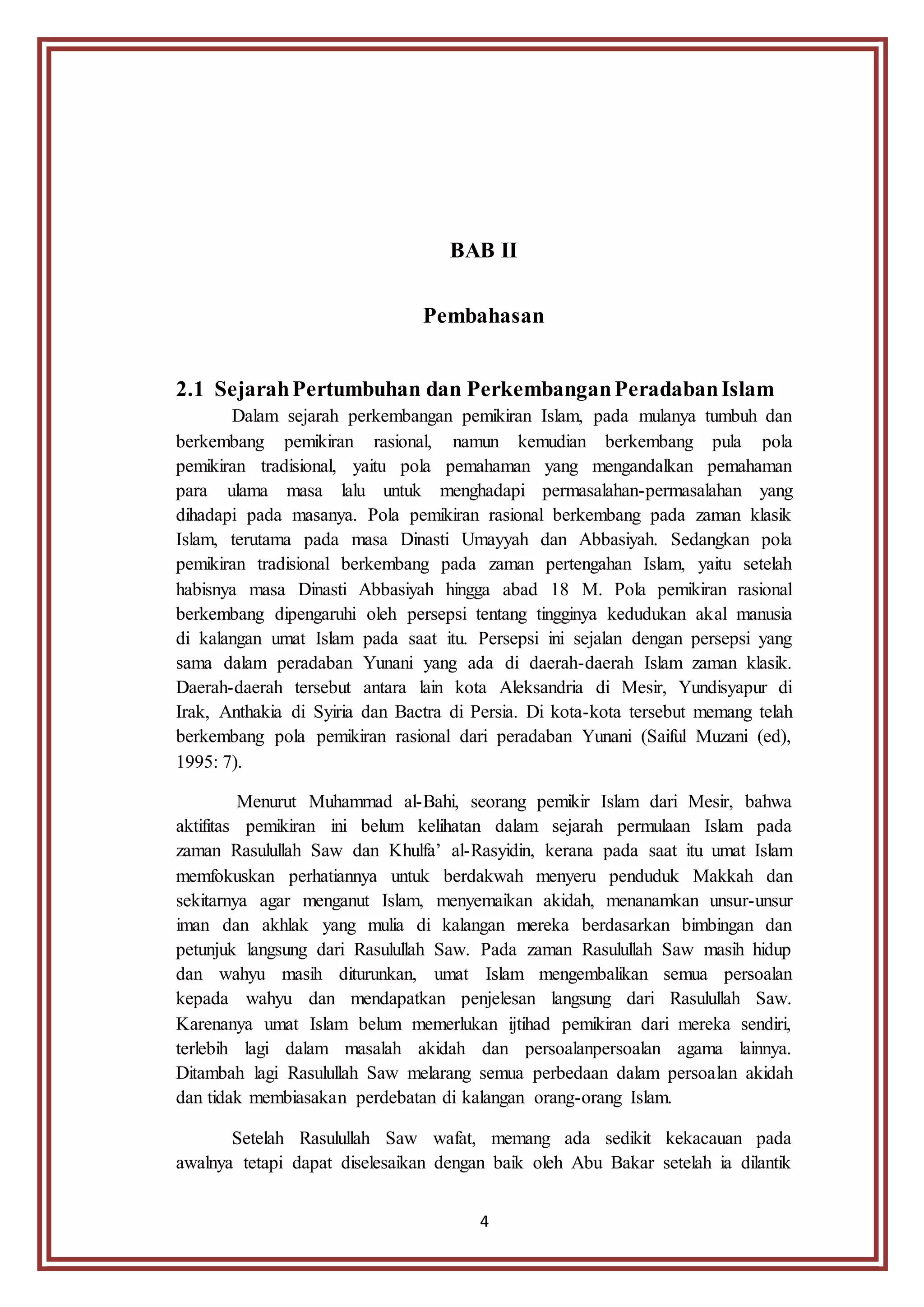 Kontribusi islam dalam pengembangan peradaban dunia | DOCX