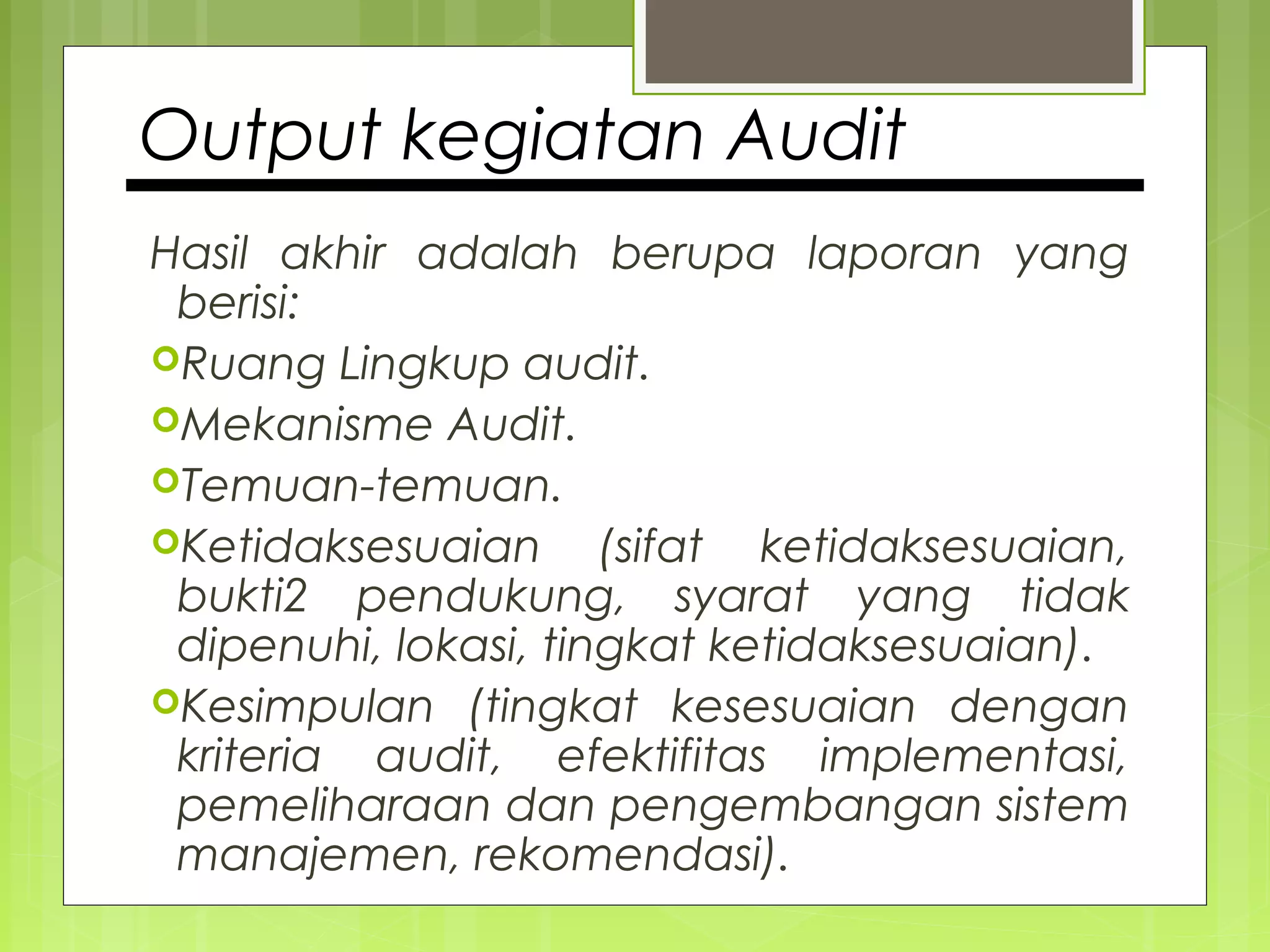 Kontrol dan audit sistem informasi | PPT