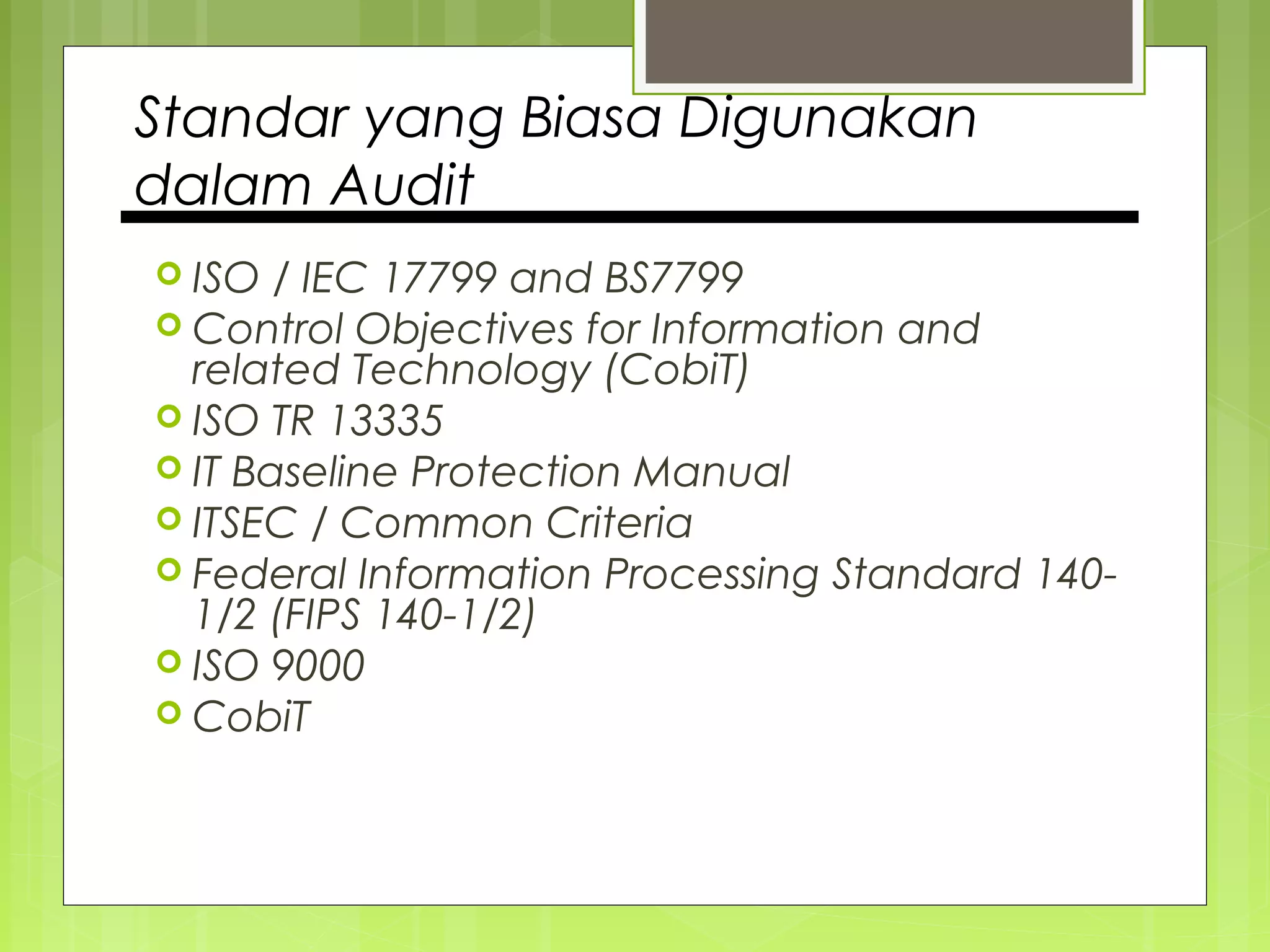 Kontrol dan audit sistem informasi | PPT