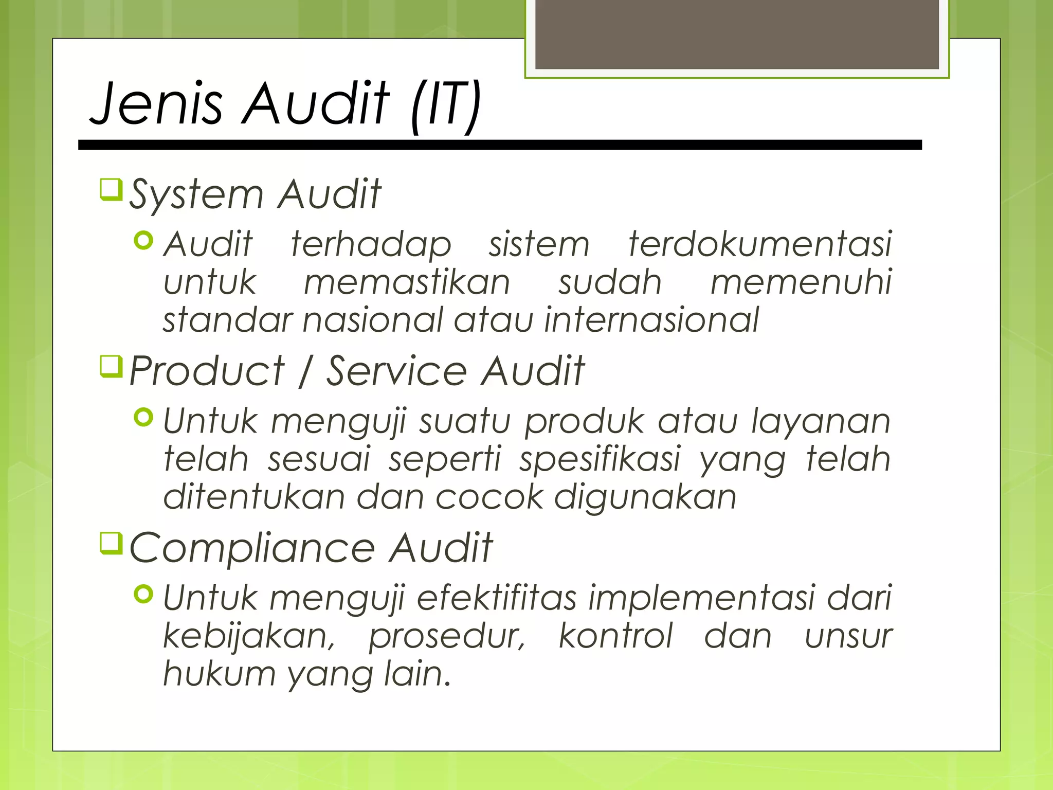 Kontrol dan audit sistem informasi | PPT