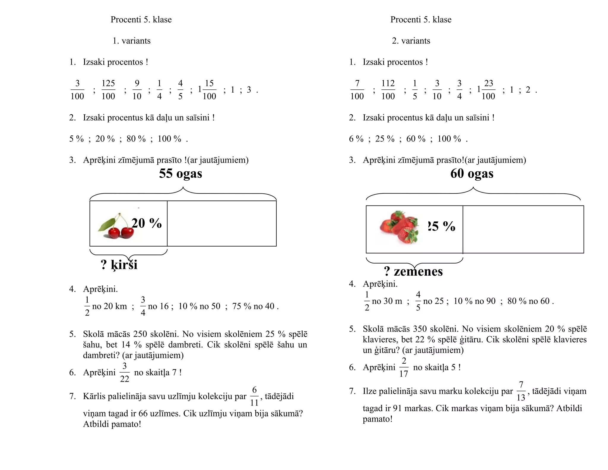 Procenti un procenti no skaitļa. | DOC