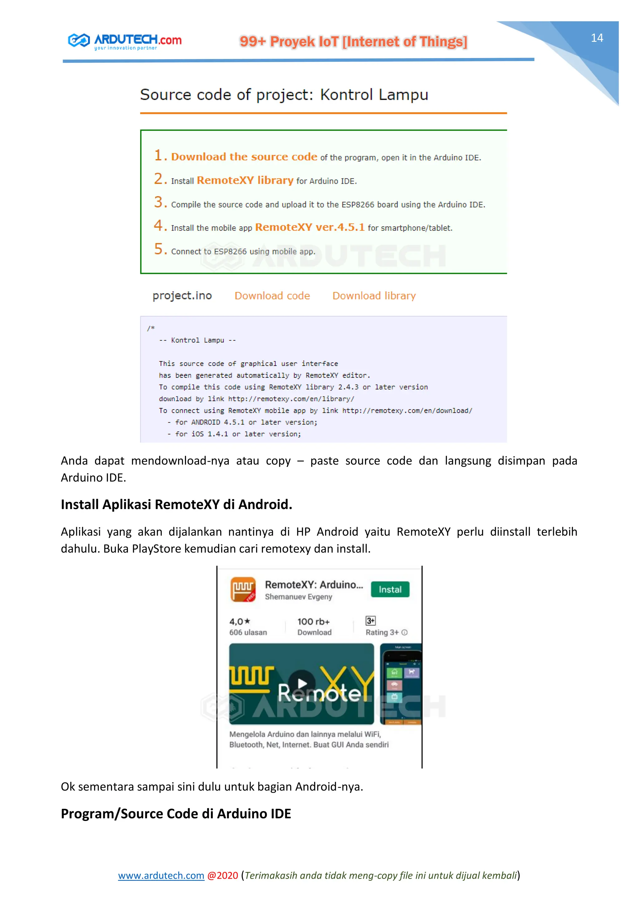 Pengendali lampu berbasis iot dengan remote xy untuk menyalakan lampu | PDF