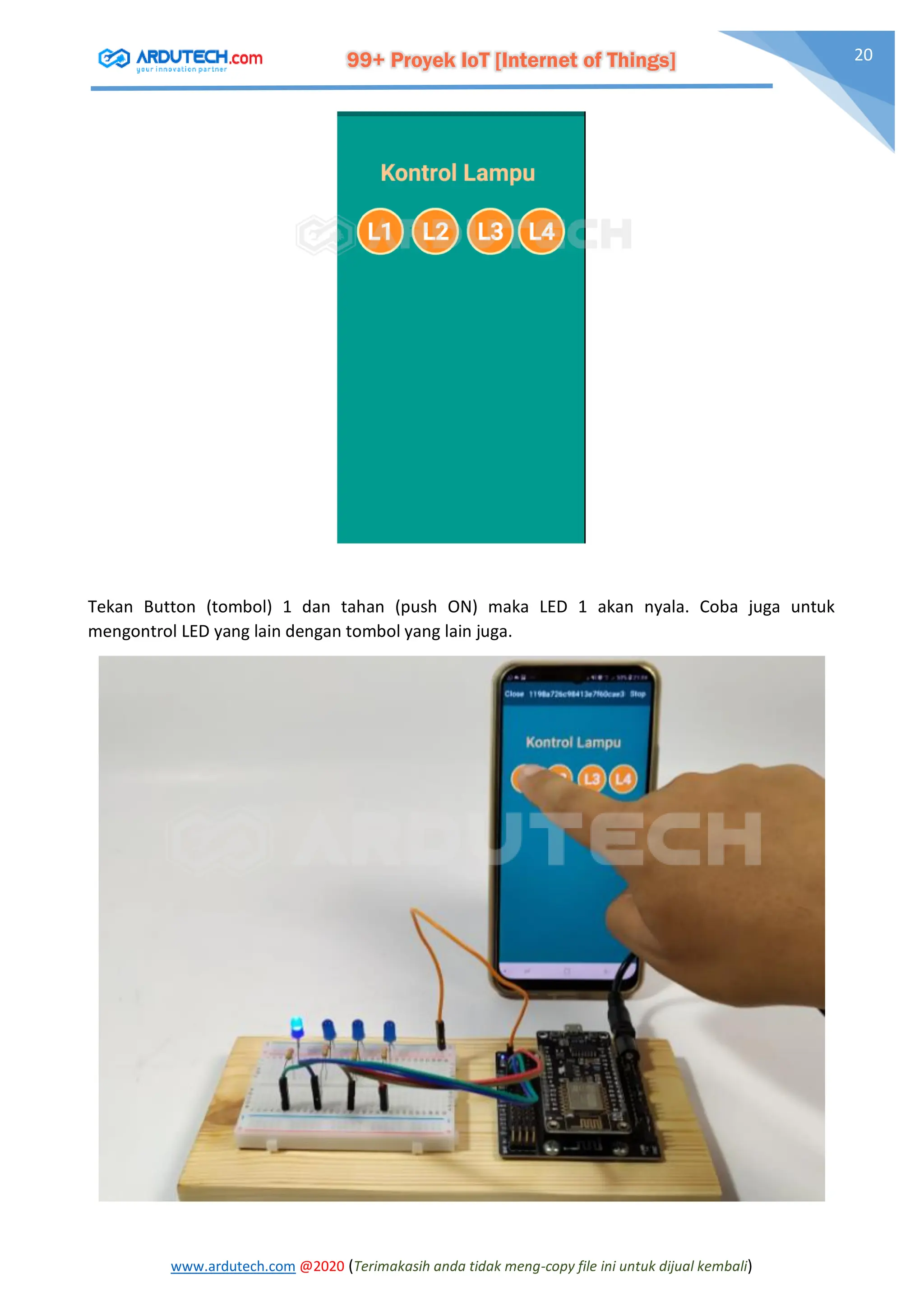 Pengendali lampu berbasis iot dengan remote xy untuk menyalakan lampu | PDF
