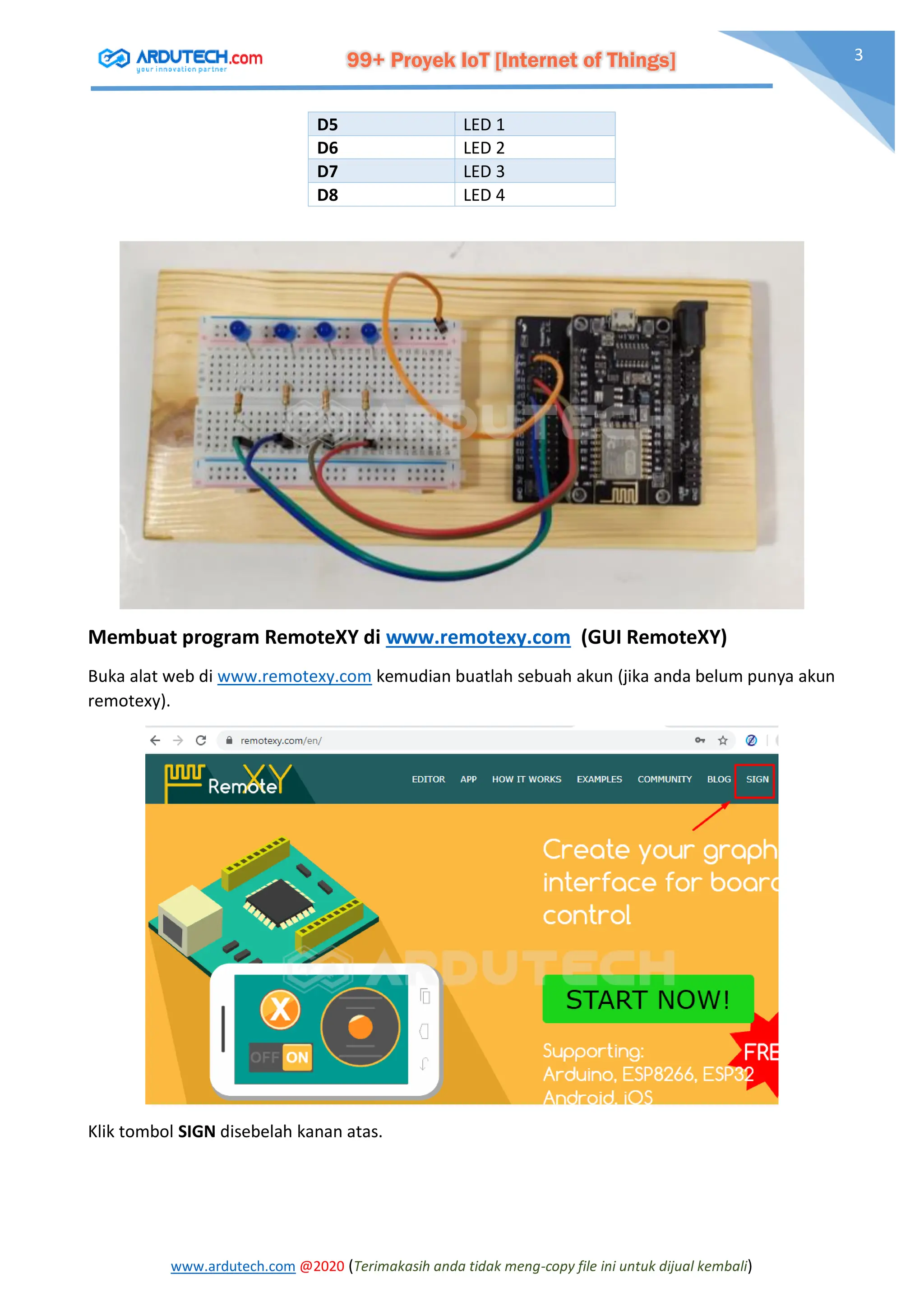 Pengendali lampu berbasis iot dengan remote xy untuk menyalakan lampu | PDF