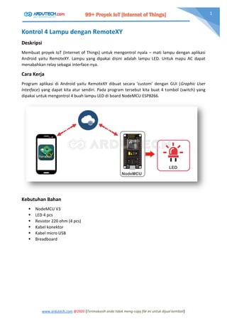 Pengendali lampu berbasis iot dengan remote xy untuk menyalakan lampu | PDF
