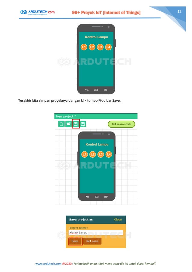 Pengendali lampu berbasis iot dengan remote xy untuk menyalakan lampu | PDF