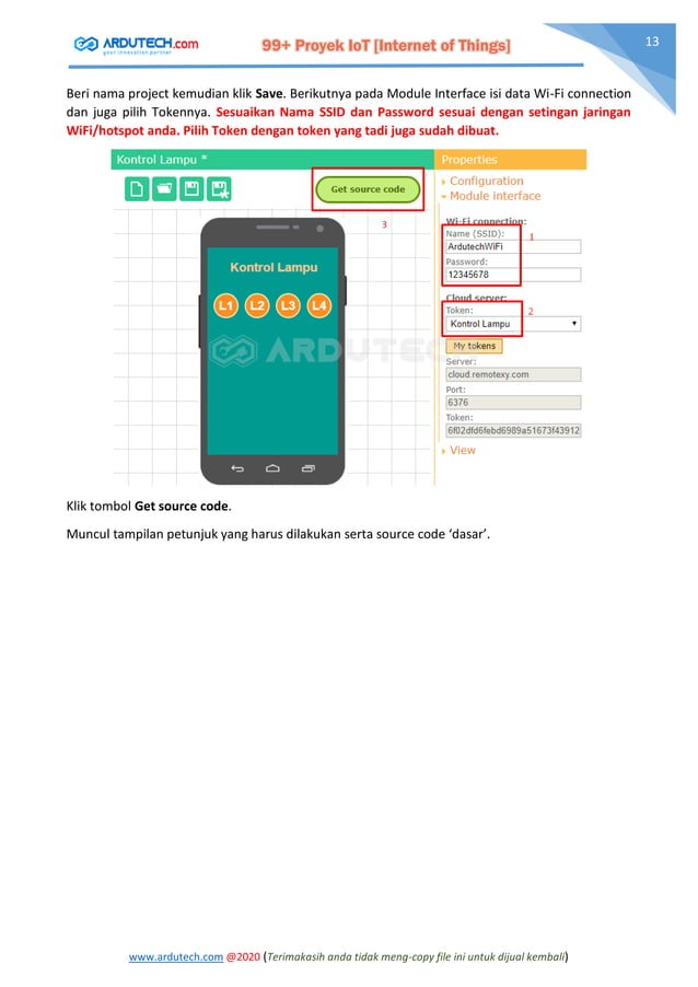 Pengendali lampu berbasis iot dengan remote xy untuk menyalakan lampu | PDF