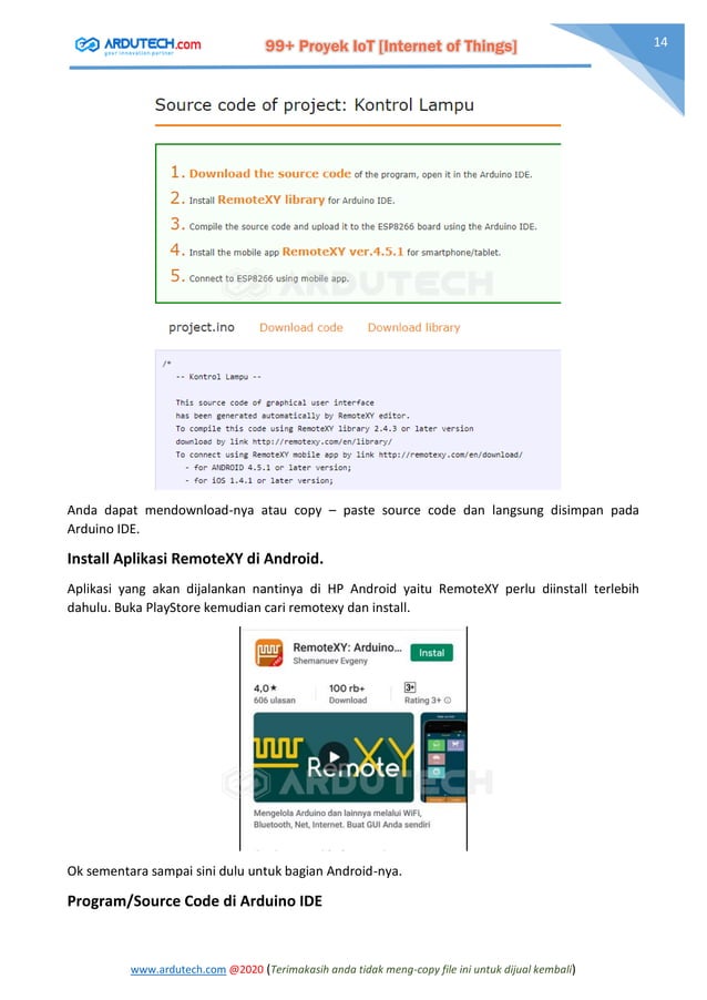 Pengendali lampu berbasis iot dengan remote xy untuk menyalakan lampu | PDF