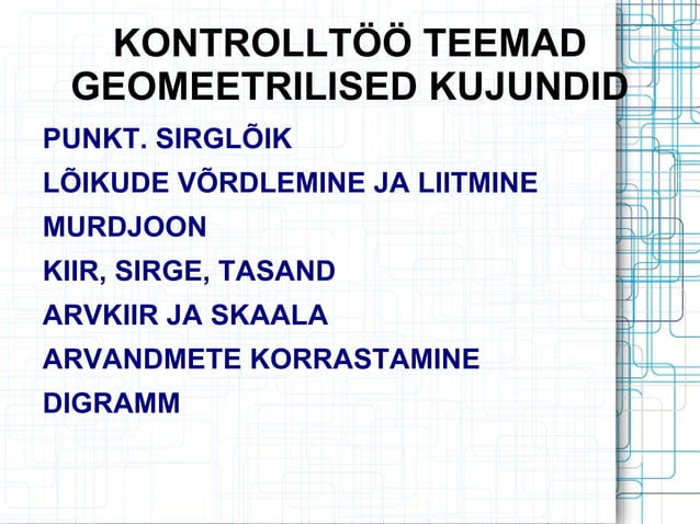 Matemaatika. Kontrolltööks kordamine. 5 kl. | ODP