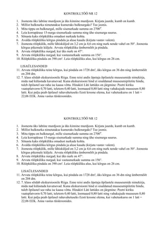 Kontrolltöö Nr 12 | DOC