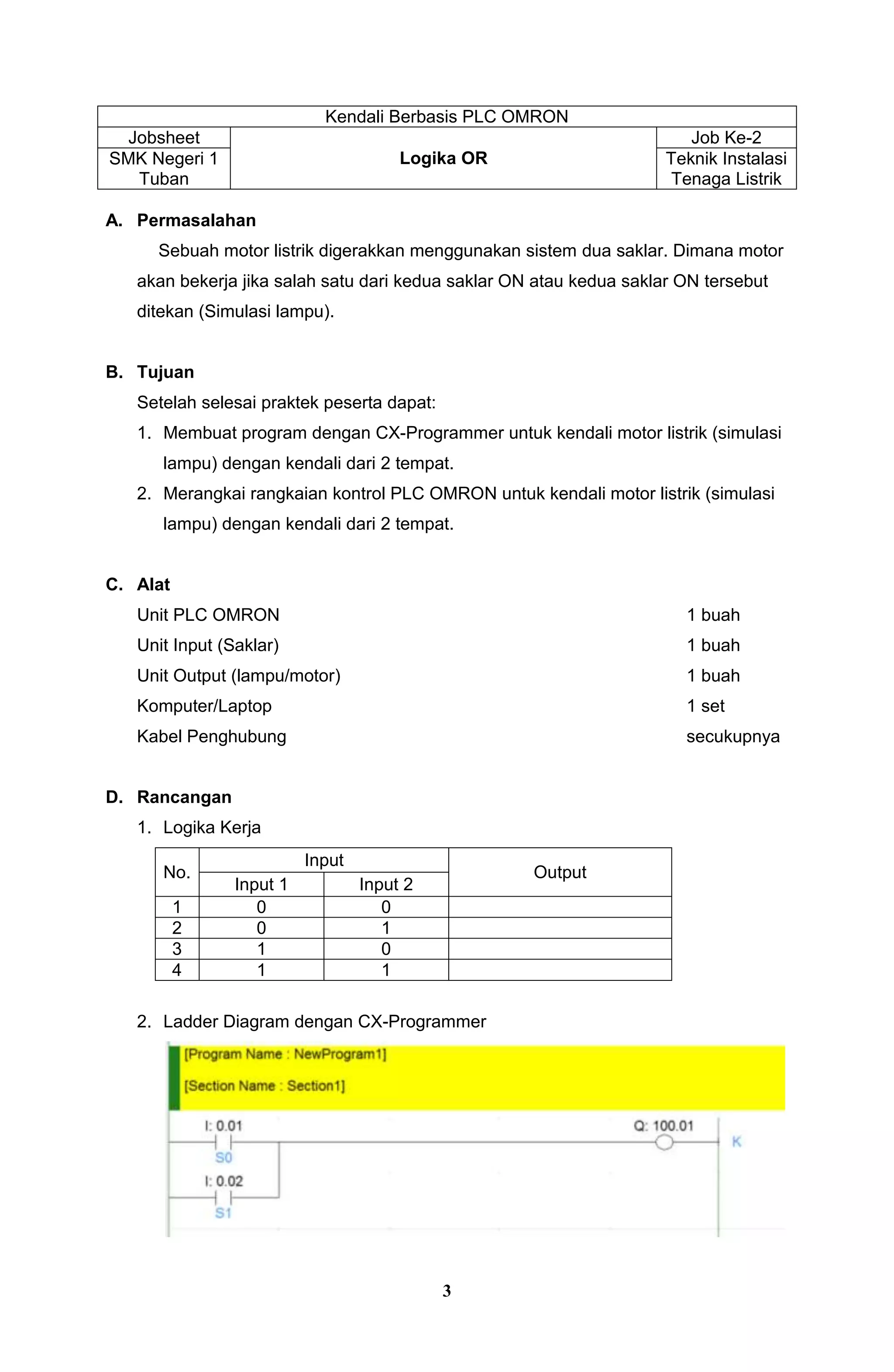 Kontrol plc smkn 1 tuban 3 | DOCX