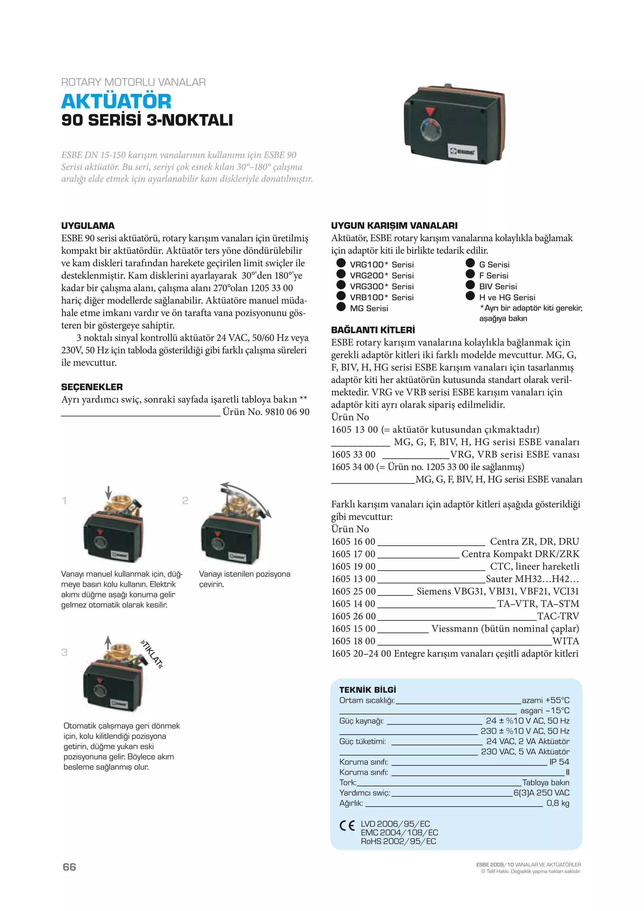Kontrol vanası ve servomotorlar esbe rotary-vana-motorlari-90-serisi | PDF