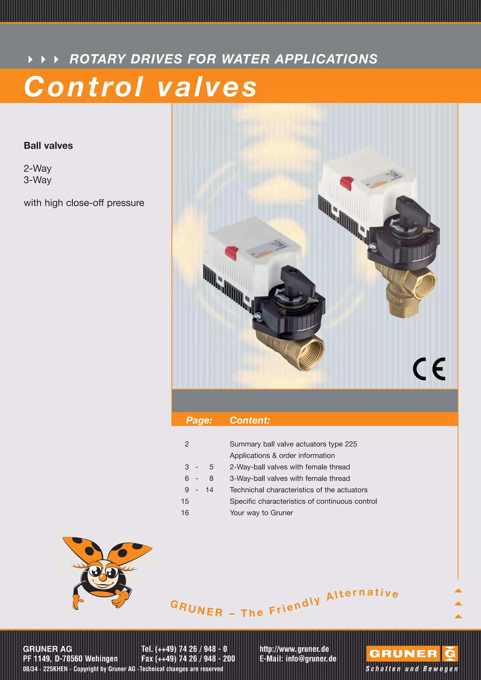 Kontrol vanası ve servomotorlar gruner kureselmotorluvanalar225serisi | PDF