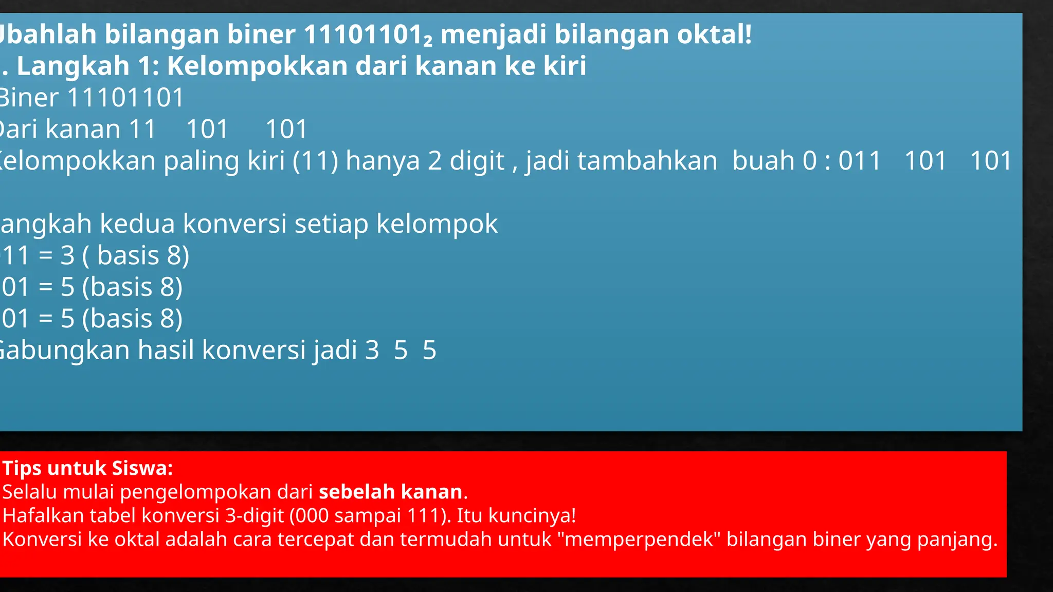Konversi bilangan decimal, biner,oktal.pptx