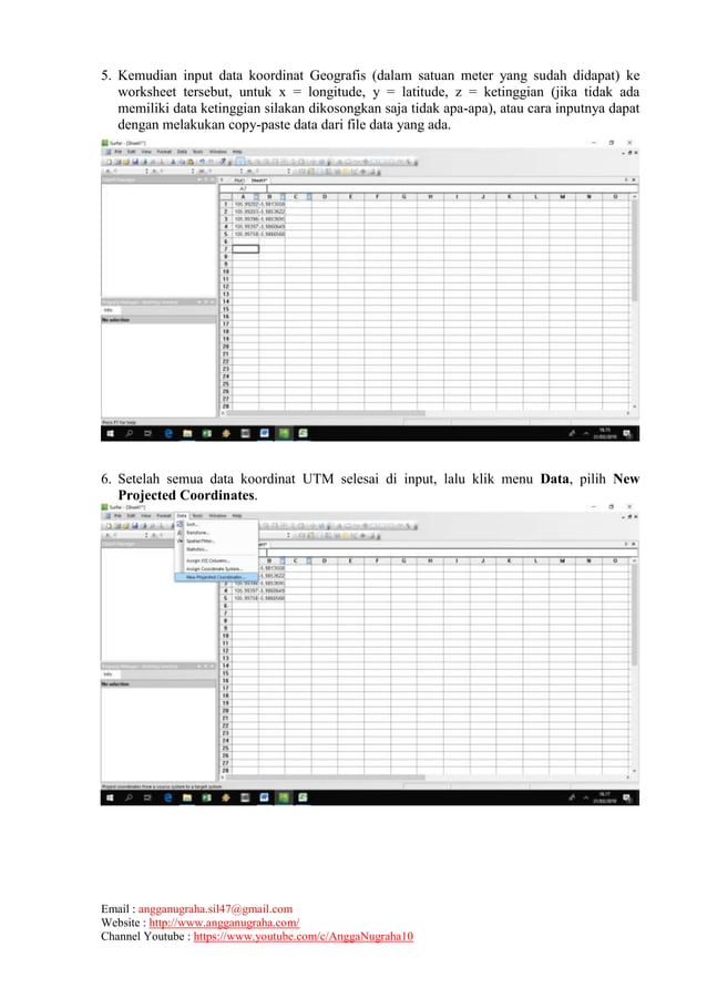 Konversi koordinat geografis ke utm dan sebaliknya menggunakan Software Golden Surfer | PDF