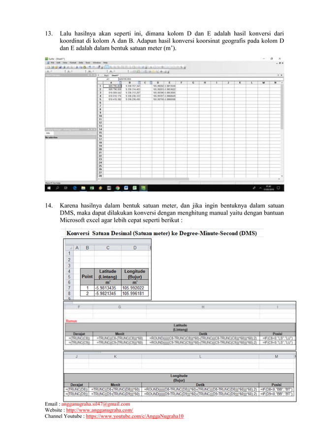 Konversi koordinat geografis ke utm dan sebaliknya menggunakan Software Golden Surfer | PDF