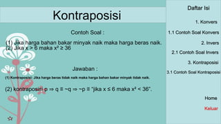 Konvers, invers dan kontraposisi | PPTX