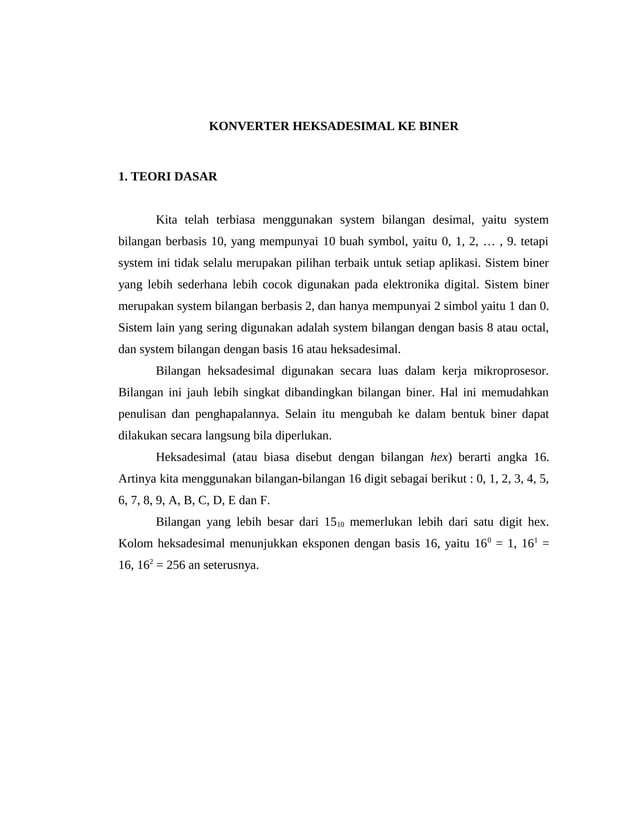 Konverter heksadesimal-ke-biner | PDF