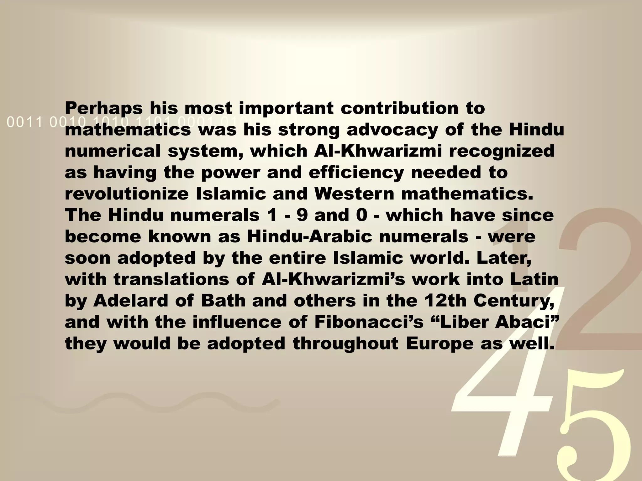 Mathematics of the early Islamic culture | PPT