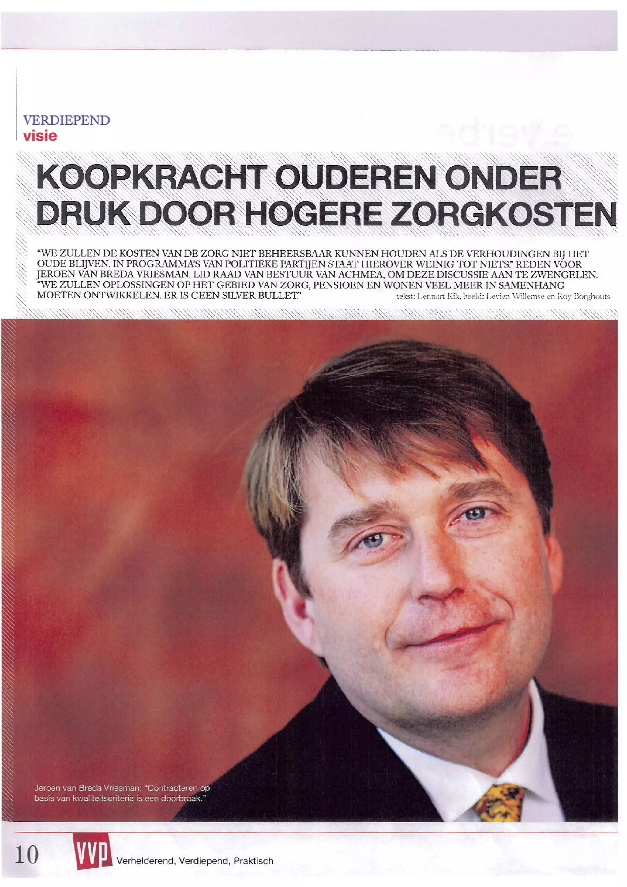 Koopkracht ouderen onder druk door hogere zorgkosten - VVP 7 februari ...