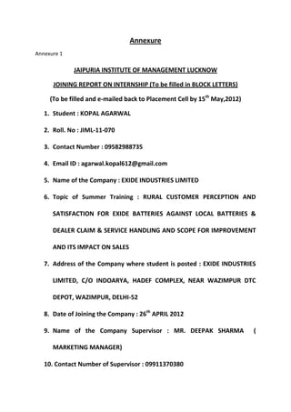 Annexure format | DOCX