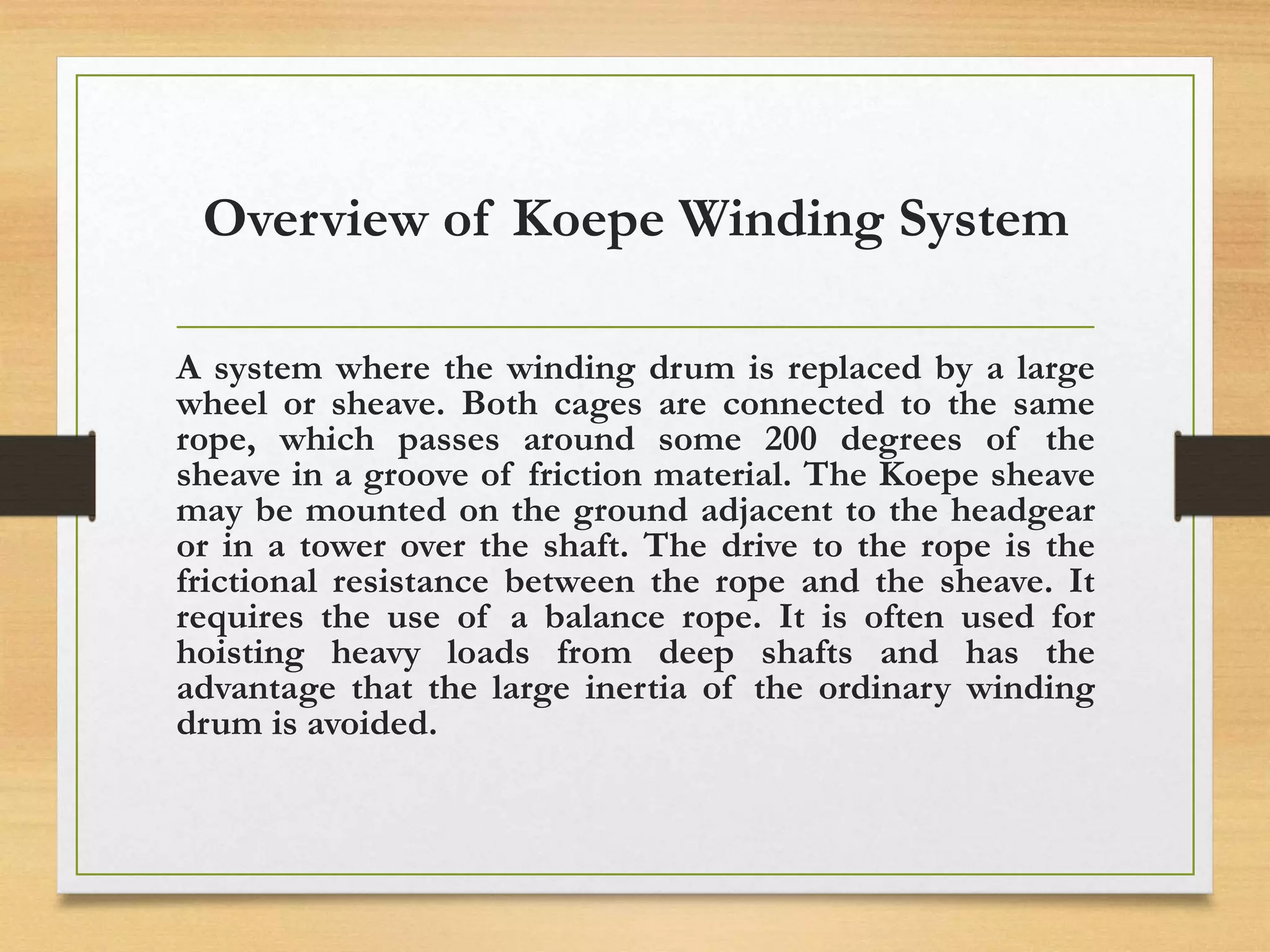 Kope winder or friction winder ppt | PPTX