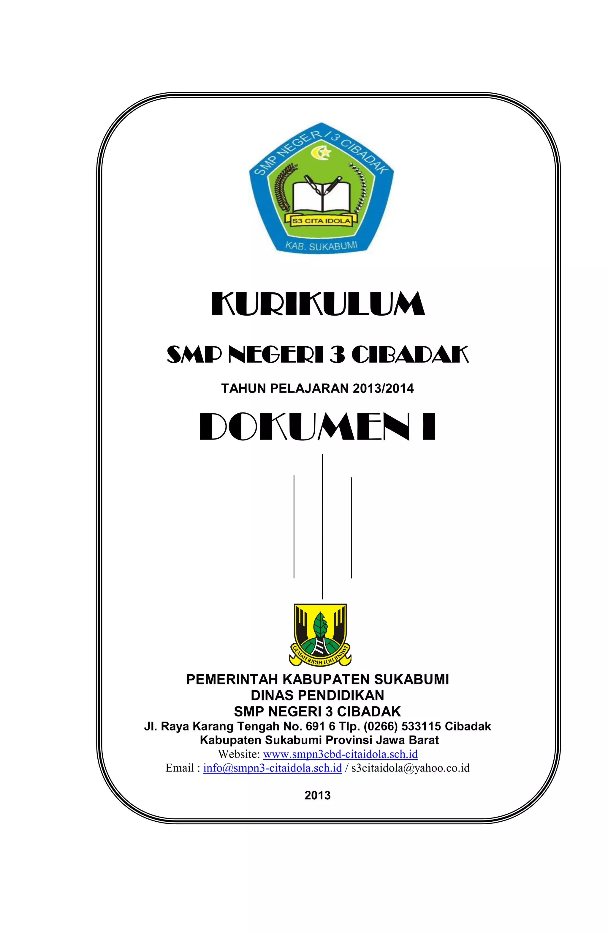 Kurikulum SMP Negeri 3 Cibadak (KTSP) Tahun 2013/2014 | PDF