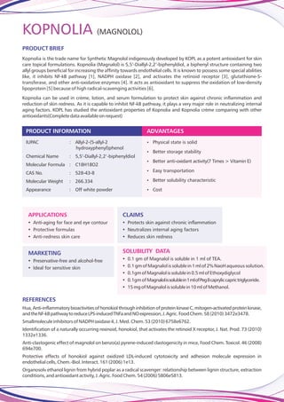 Kopnolia (Magnolol) Multifunctional Anti-Oxidant Ingredient | PDF