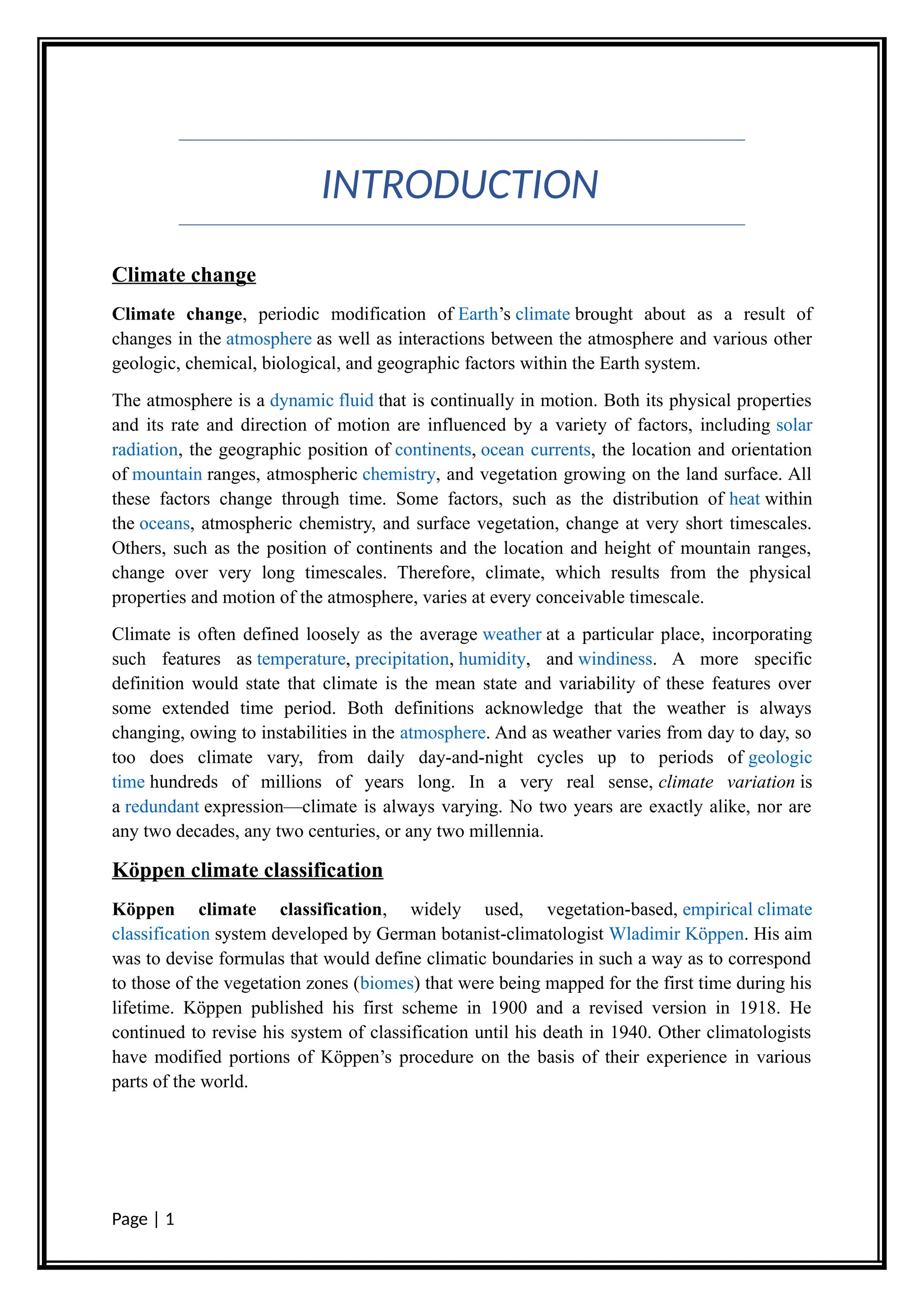 Koppen and Thornthwaite Classification on climate change || Climatology | DOCX