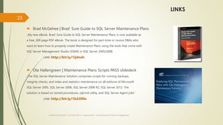 Plany Konserwacji SQL Server dla żółtodziobów | PDF