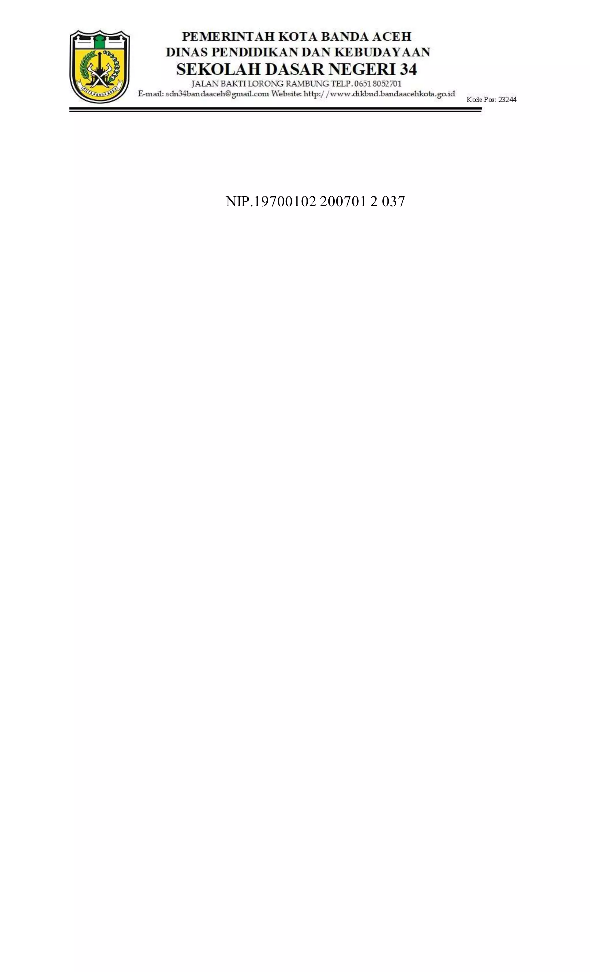 Kop sekolah sdn 34 word | DOCX