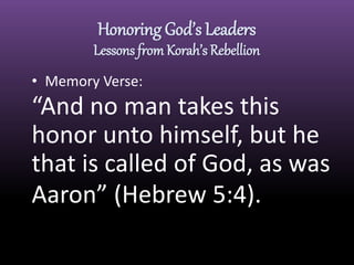 Korah And Dathan | PPT