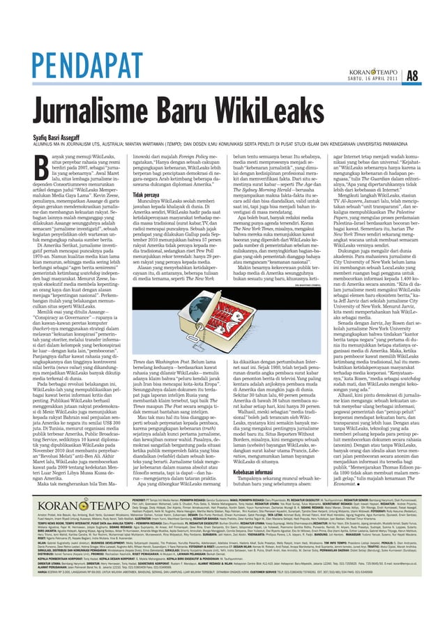 Jurnalisme Baru Wikileaks - Koran Tempo | PDF