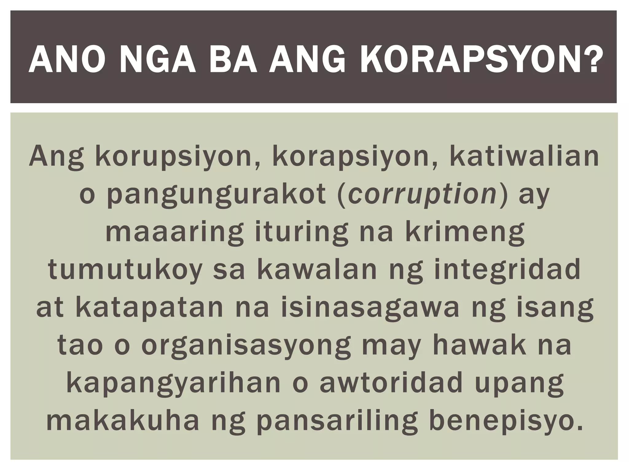 Korapsyon - Isyung Panlipunan | PPTX