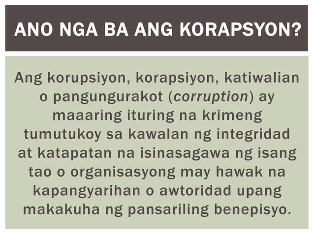 Korapsyon - Isyung Panlipunan | PPTX