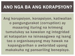 Korapsyon - Isyung Panlipunan | PPT