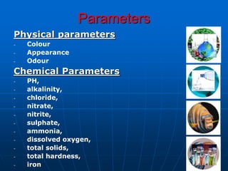 ANALYSIS OF PHYSICAL AND CHEMICAL PARAMETERS IN WATER | PPT