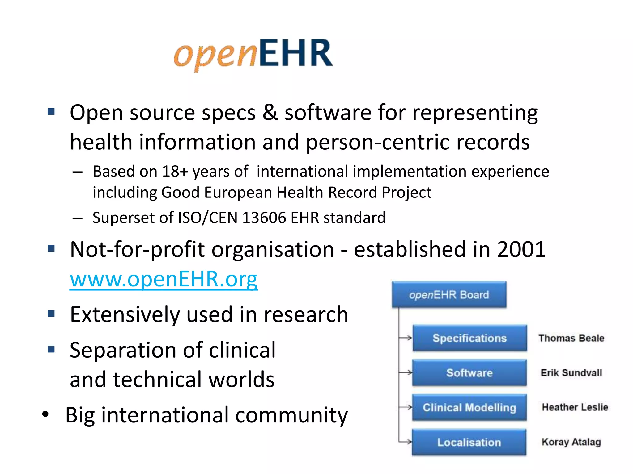 Implementation and Use of ISO EN 13606 and openEHR | PPTX