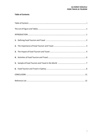 Food Travel and Tourism Report Research by Ali Koray Ozguclu | PDF