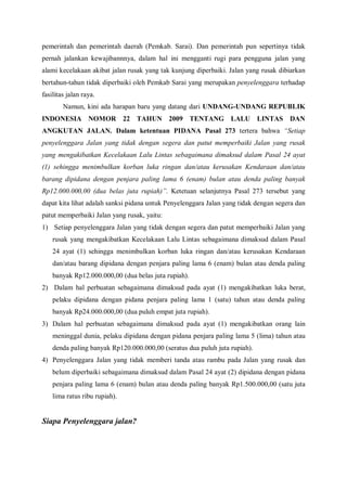 Korban lakalantas bisa gugat pemerintah | PDF