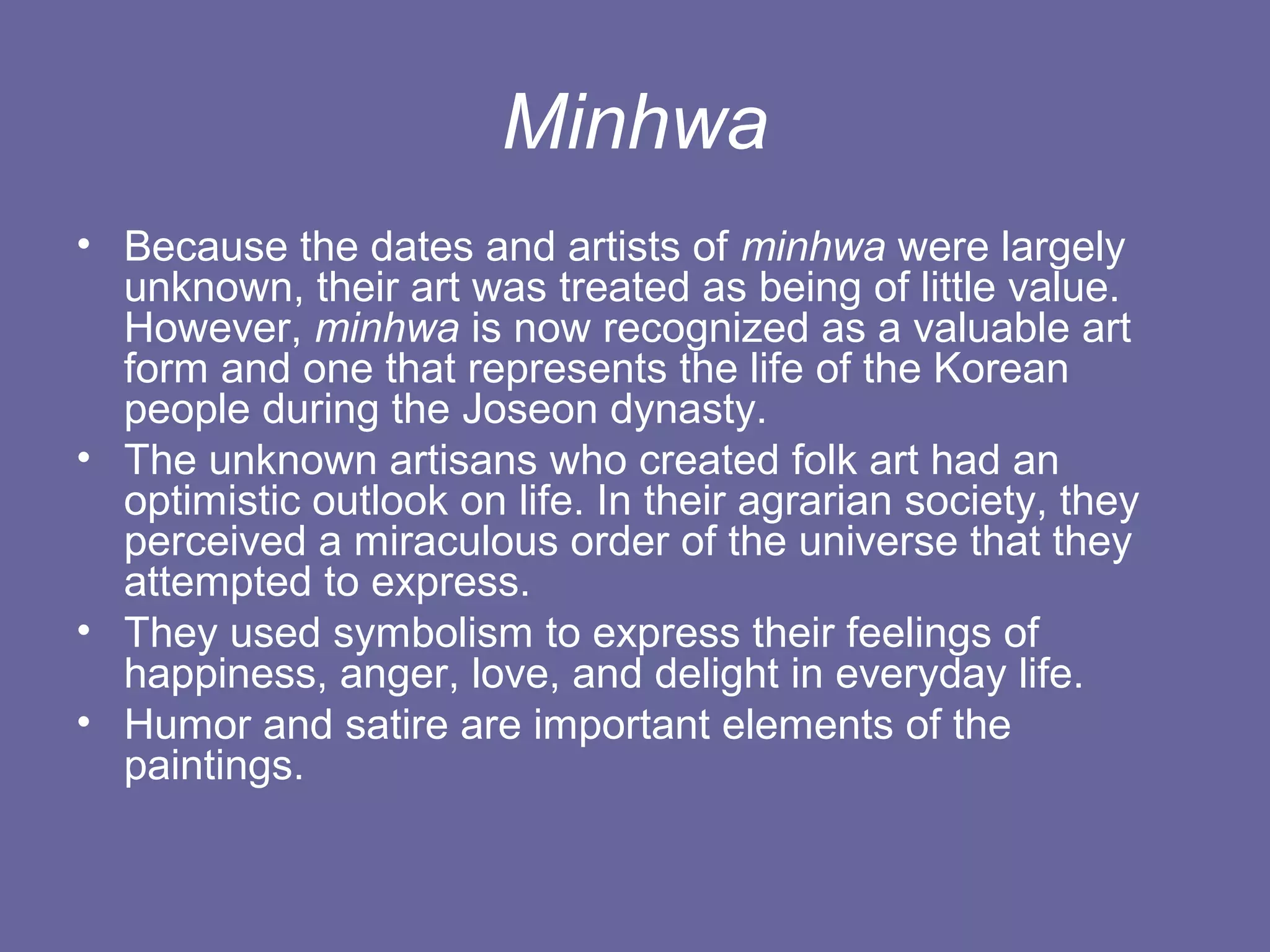 Korea ppt-minhwa-korean folk art | PPT