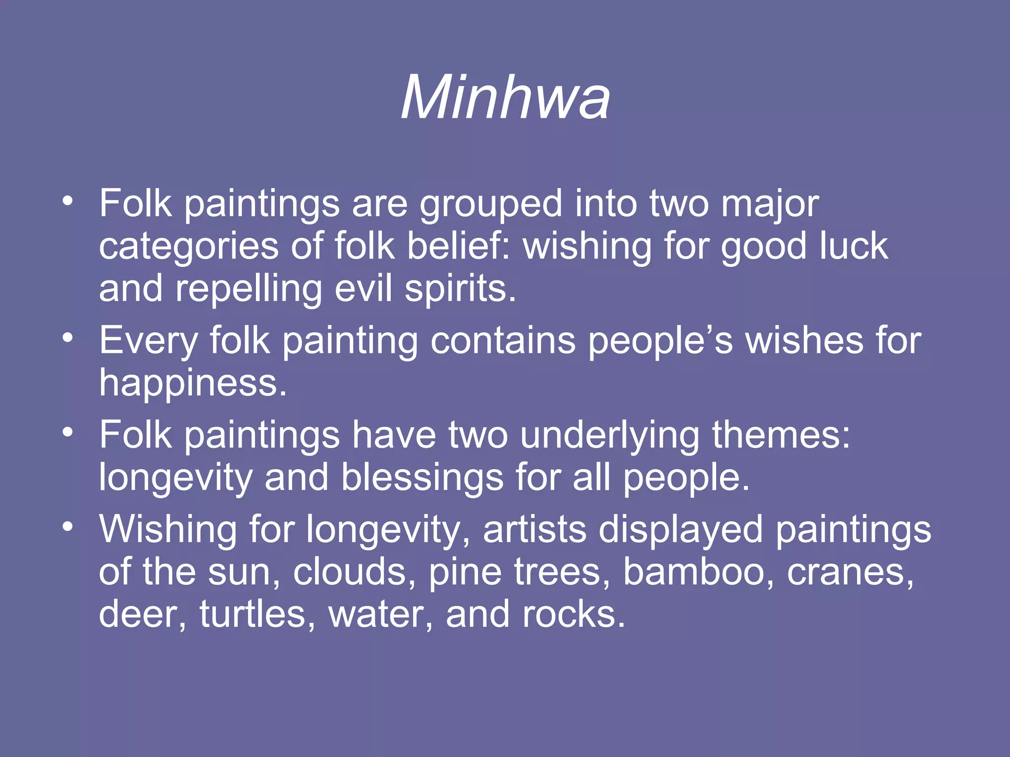 Korea ppt-minhwa-korean folk art | PPT | Birdwatching | Hobbies & Interests