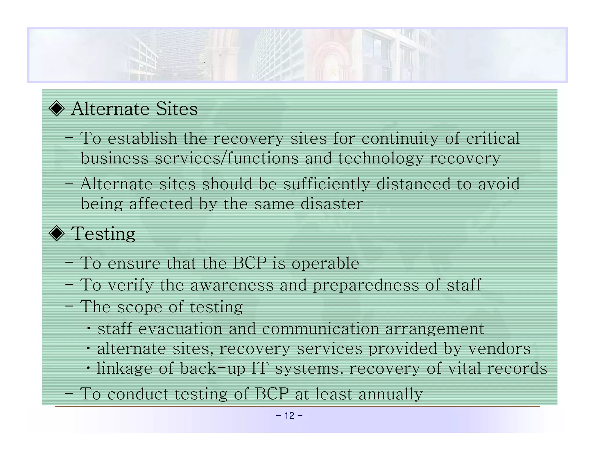Korean Banks Efforts To Prepare For Bcp.Effective Operational Risk ...