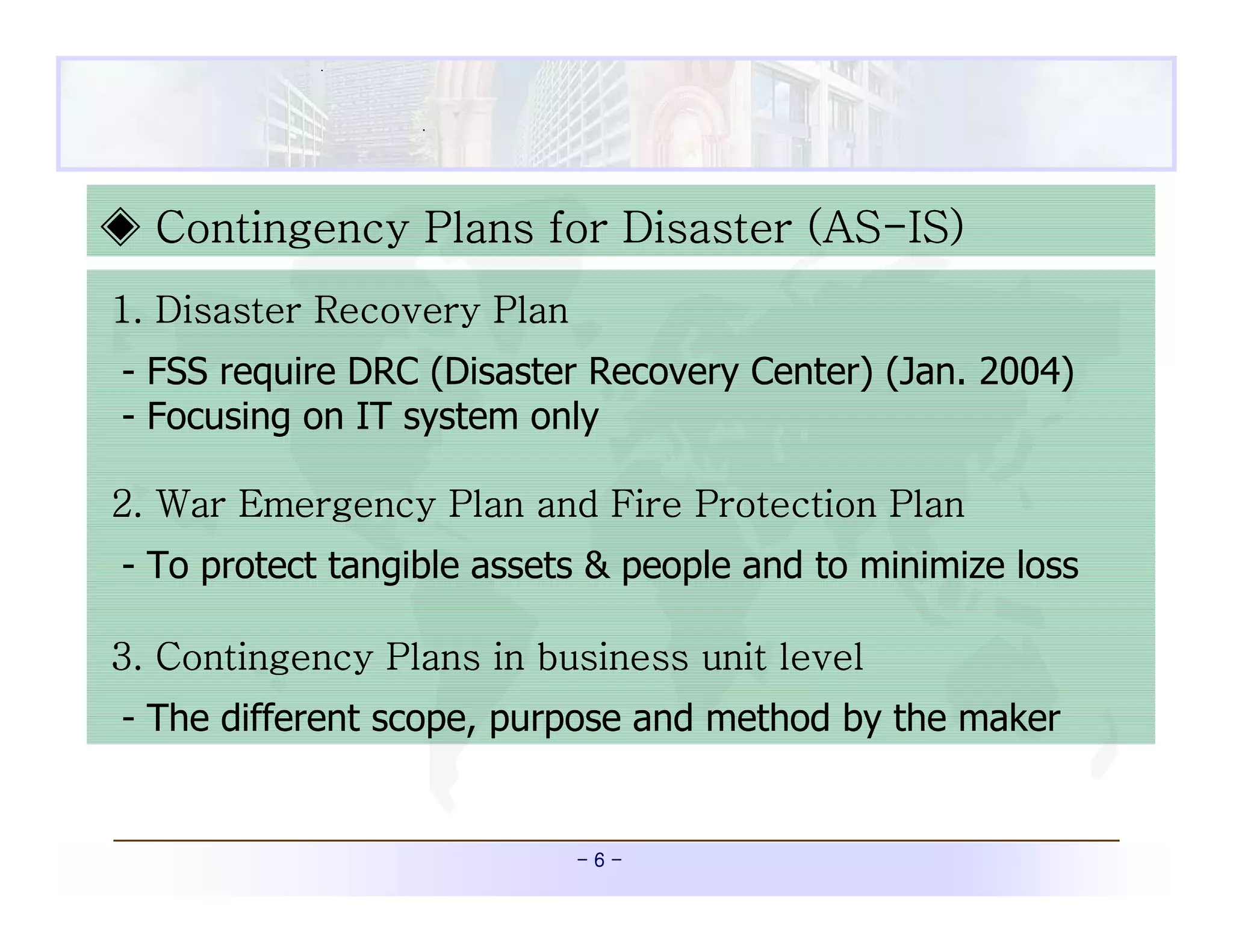 Korean Banks Efforts To Prepare For Bcp.Effective Operational Risk ...