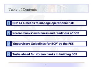 Korean Banks Efforts To Prepare For Bcp.Effective Operational Risk ...