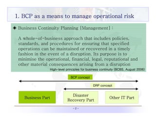 Korean Banks Efforts To Prepare For Bcp.Effective Operational Risk ...