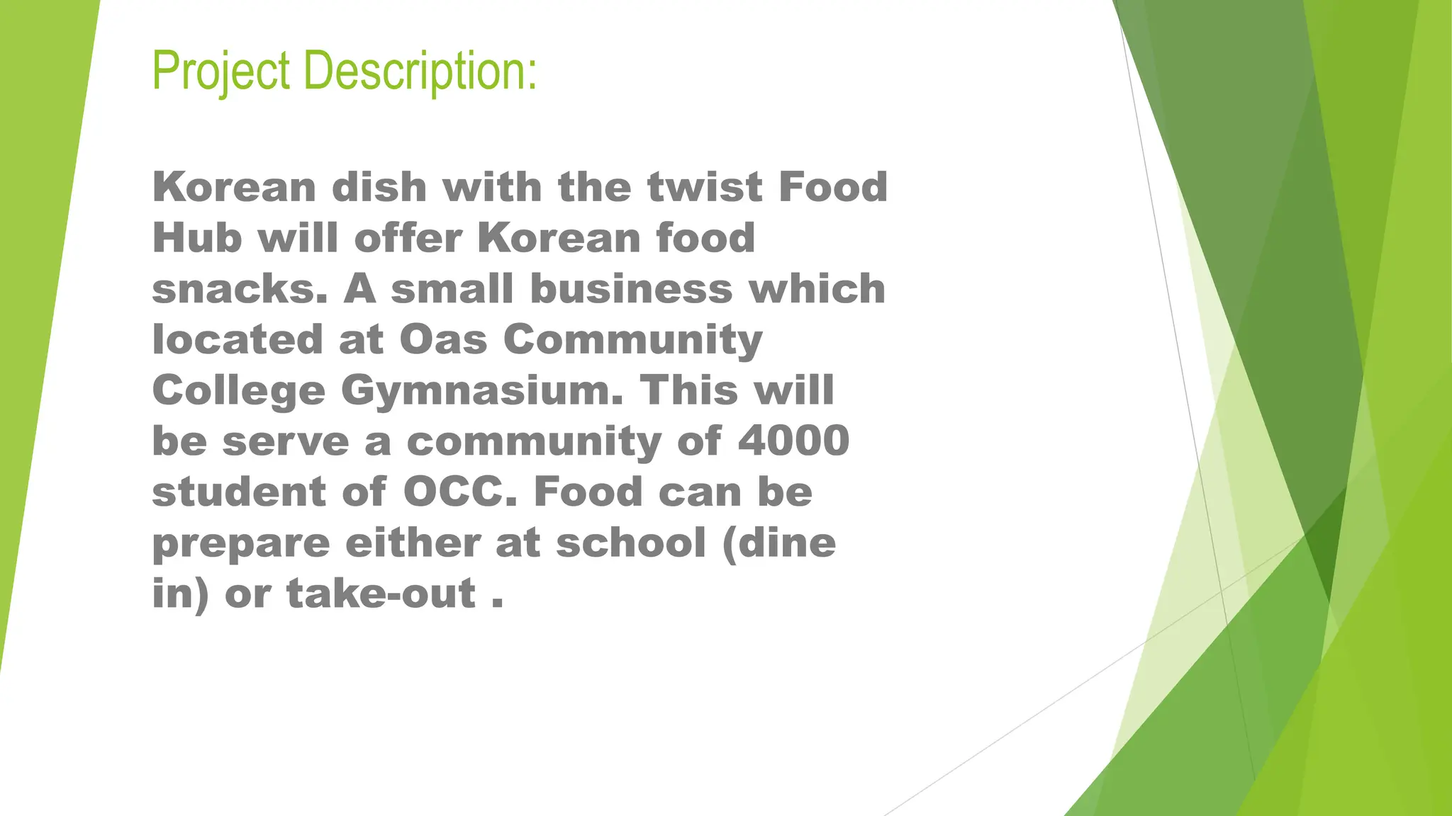 KOREAN DISH PROPOSAL for Food Service Management | PPT