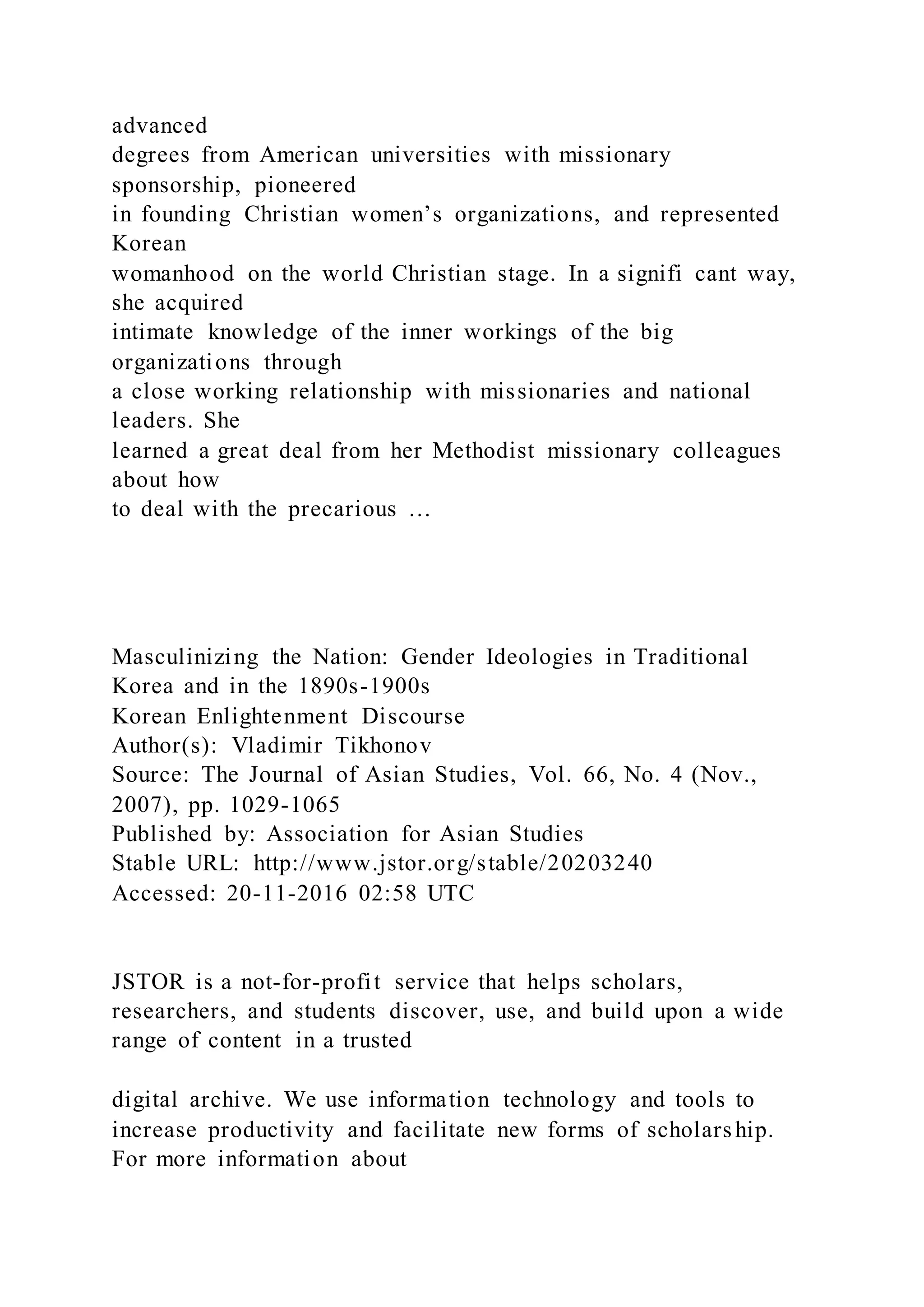 Korean Gender Roles in the Modern Era Two Different Paths t | DOCX ...