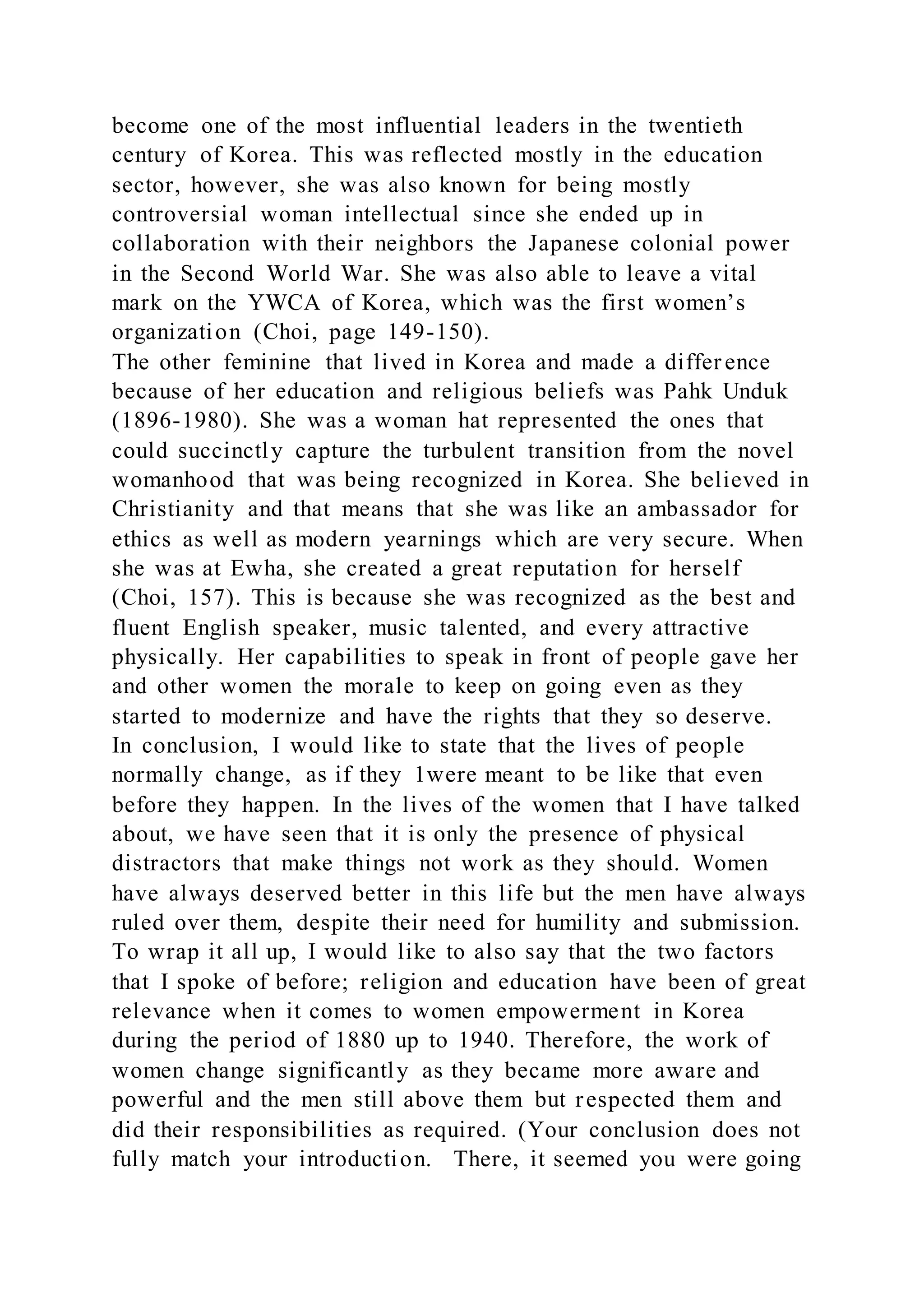 Korean Gender Roles in the Modern Era Two Different Paths t | DOCX ...
